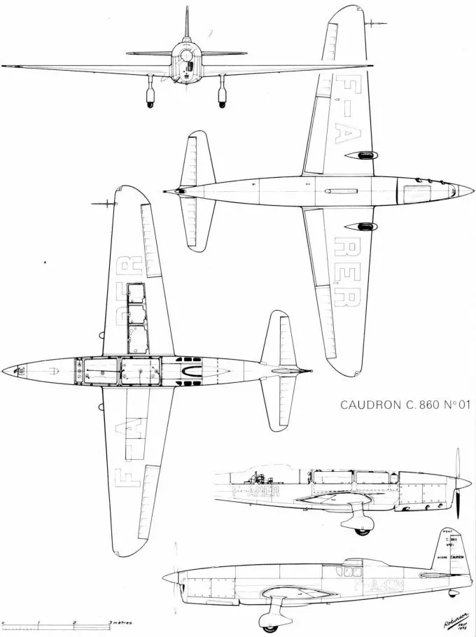 Awyrennau un injan ar gyfer hediadau pellter hir Caudron 860. Ffrainc