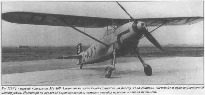 Loitador experimentado Focke-Wulf FW 159. Alemaña