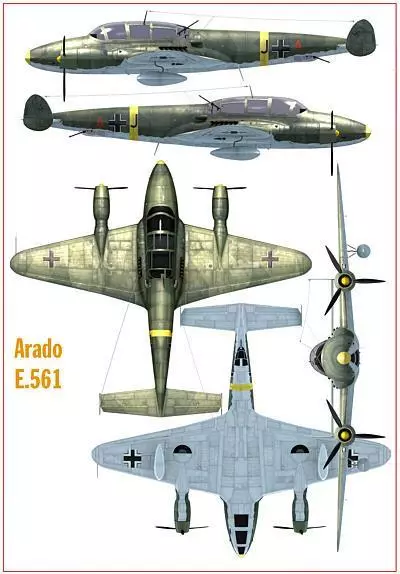 Malakas na proyekto ng fighter Arado Ar E.561. Alemanya