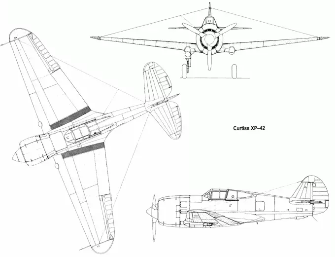 Trodaire taithí Curtiss XP-42. SAM
