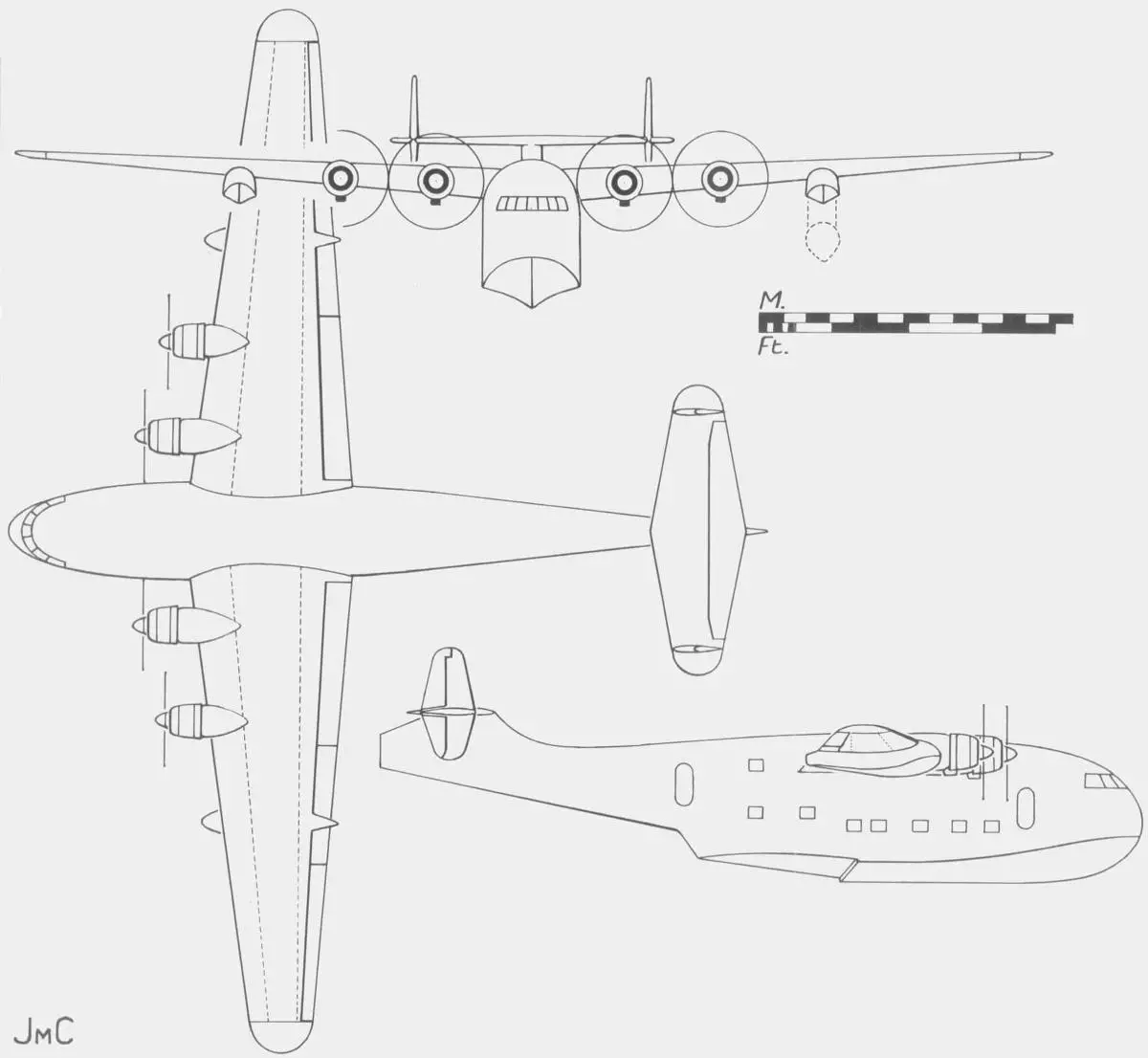 Schemat projektu łodzi latającej Breguet 732