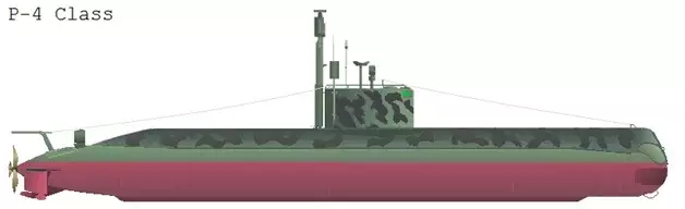 低潜水艇类型“P-4”的侧面投影