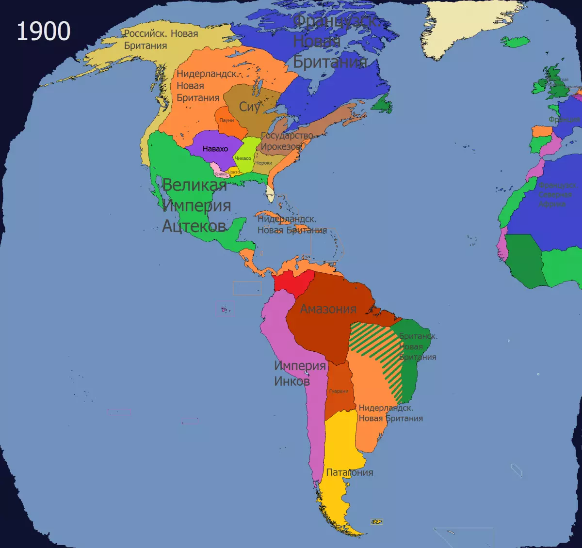 Mapa Ameriky vo svete indických ríš