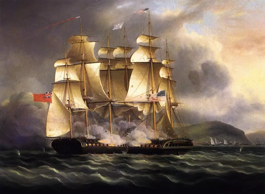 Fregati "Shannon" u "Chesapeake" fil-Battalja ta 'Boston. L-artist James Edward Buttersworth