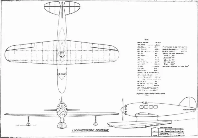 Proyek pesawat amfibi penumpang Lockheed Vega Seaplane. Amerika Serikat