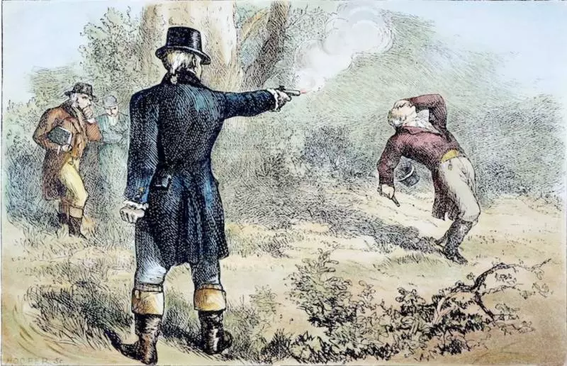 Onye ama ama na US DUES 1804, mgbe osote-Onye isi ala Aaron Bary na Alexander Hamilton kwenyere na Duel. Nke ikpeazụ merụrụ ahụ ma nwụọ echi ya ...