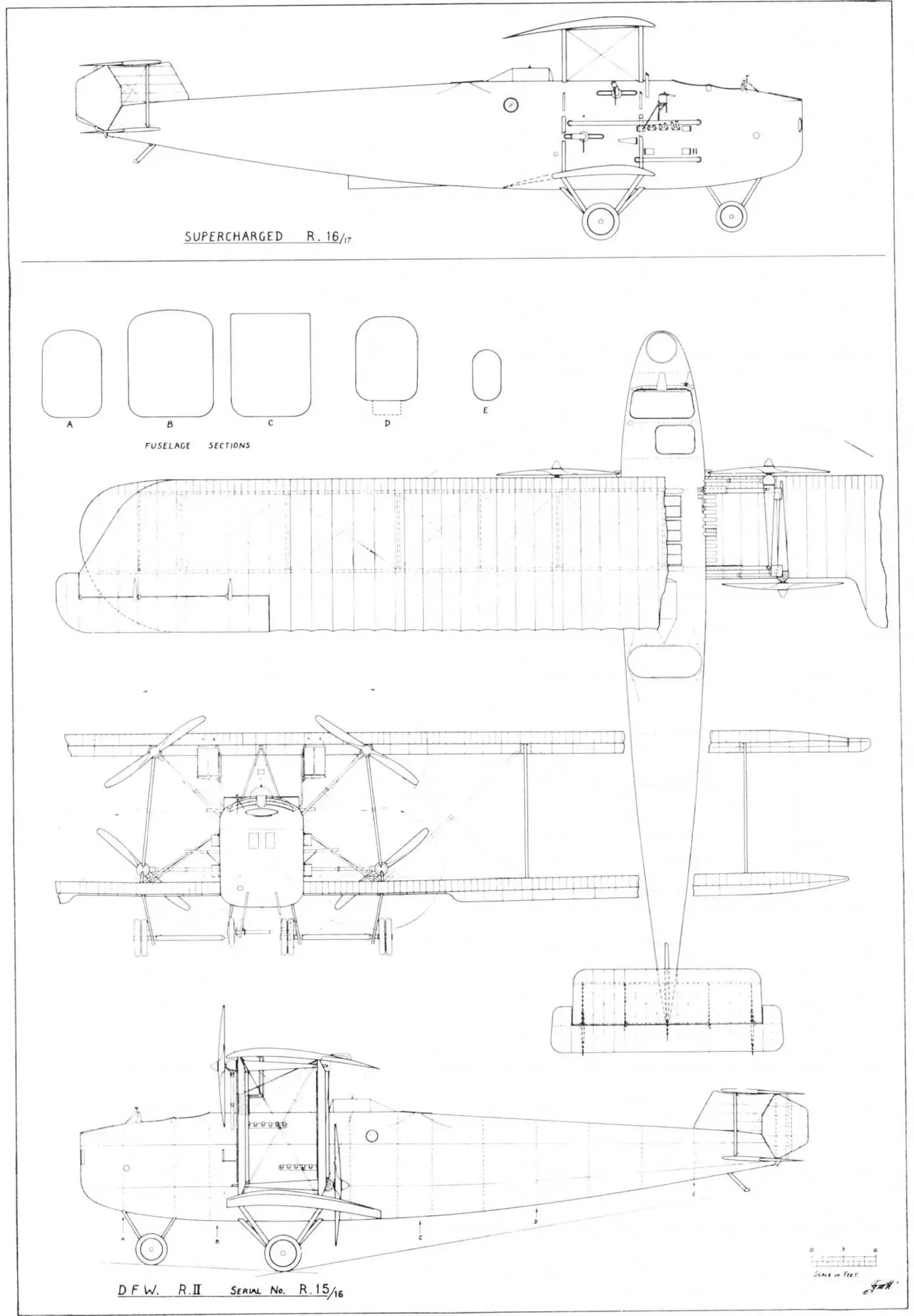 Þungar sprengjuflugvélar Deutsche Flugzeugwerke. Þungur sprengjuflugvél DFW R.II. Þýskalandi