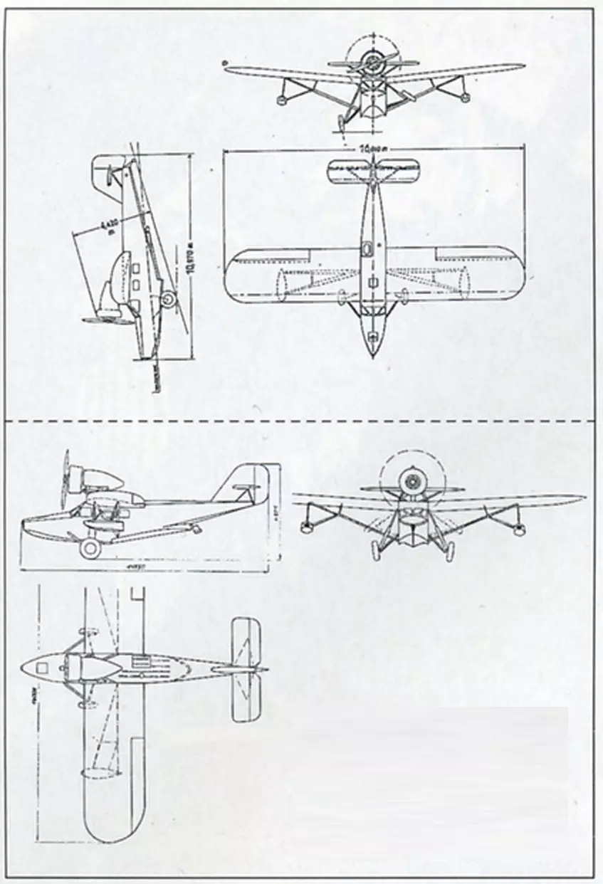 diagram varian pertama (atas) dan kedua dari kapal terbang No 57