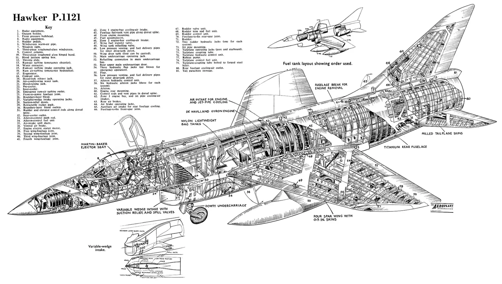 1953-59-njy ýyllarda Angliýanyň ýokary belentlikdäki söweşiji interfeýsleriniň taslamalary. Hawker P.1121 söweş-interfeýs taslamasy