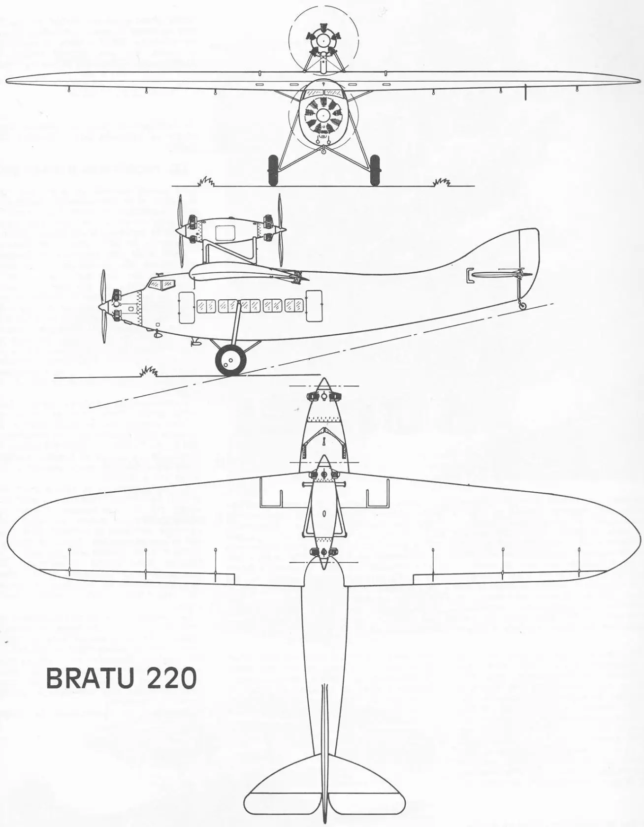 ordningen med et eksperimentelt passasjerfly Bratu 220