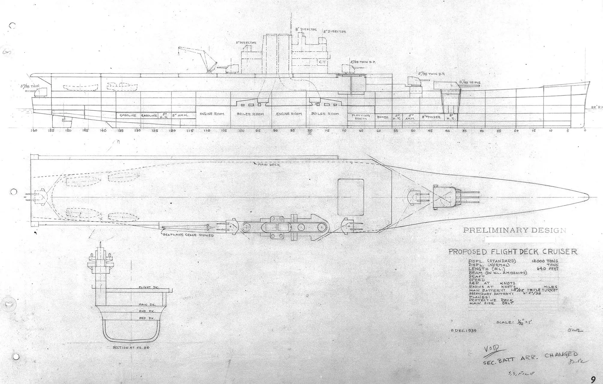 Cruiser-Flugzeugträger, der in den Zeichnungen verbleibt 522_14