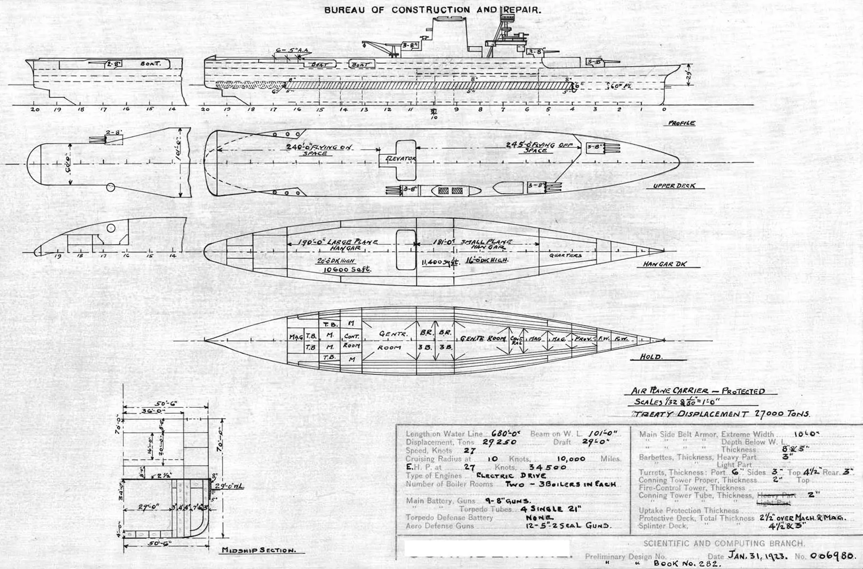 Cruiser-Flugzeugträger, der in den Zeichnungen verbleibt 522_4
