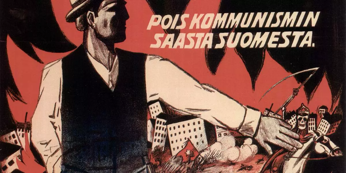 Somijas propagandas plakāts ar aicinājumu izbeigt komunismu