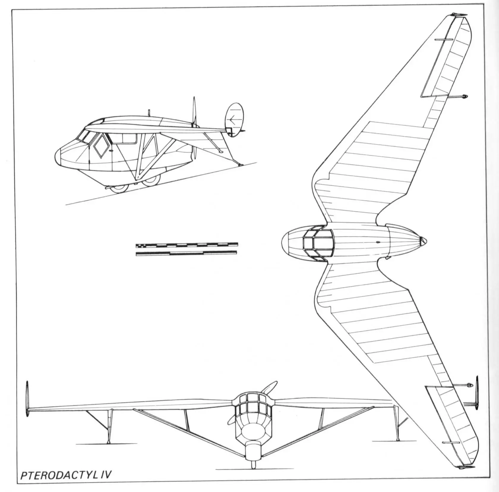 Pterodaktilų istorija. Patyręs eksperimentinis lėktuvas „Westland Pterodactyl IV“. Jungtinė Karalystė