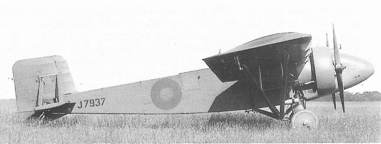 Forfædre til Schräge Musik. Erfaren tung fighter Boulton-Paul P.31 Bittern. Det Forenede Kongerige