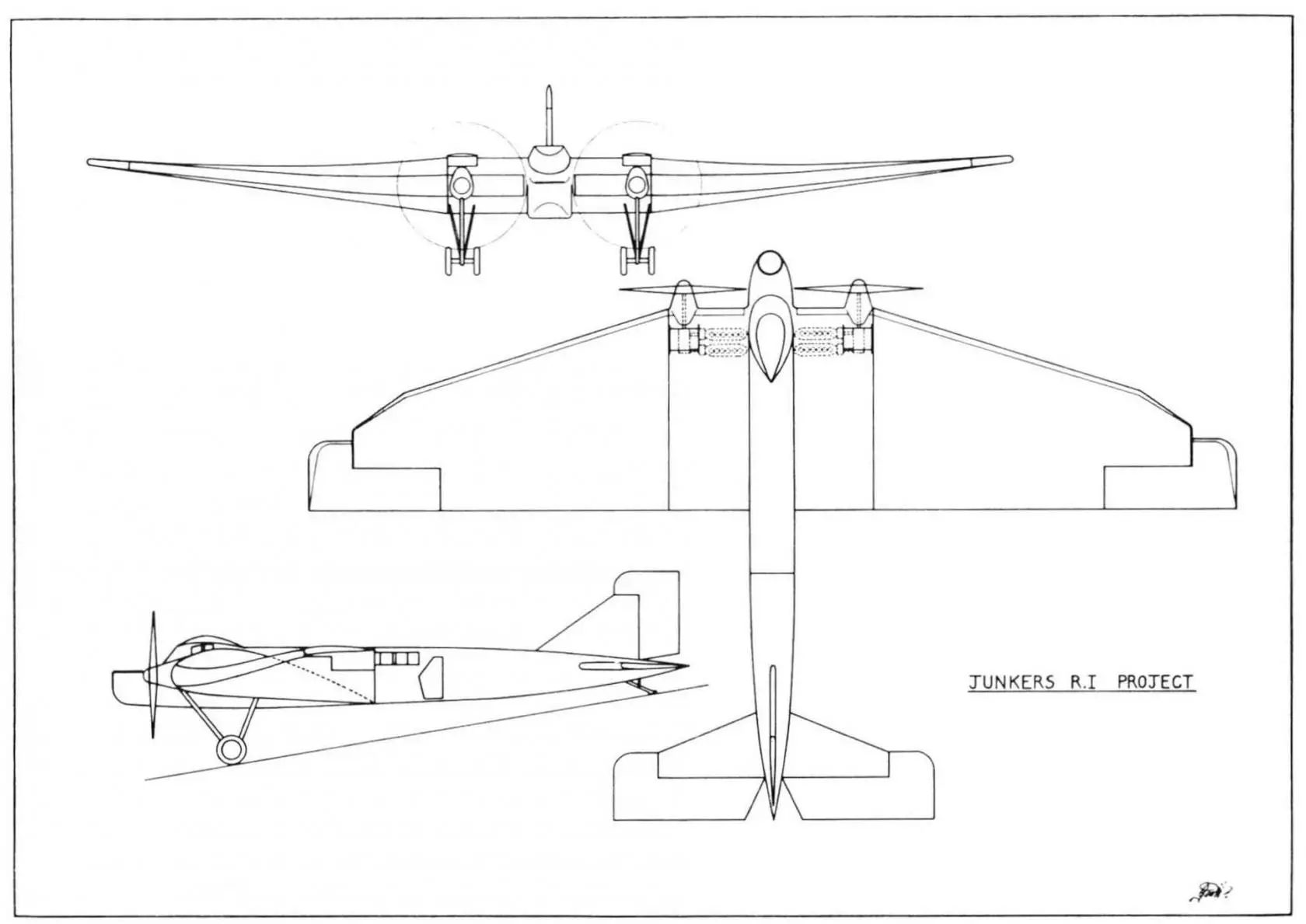 重爆撃機Junkers-FokkerWerke A.G .. Project Junkers R.I.ドイツ