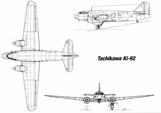 Velivolo da trasporto militare a lungo raggio con esperienza 航空 機 キ 92 (Tachikawa Ki-92). Giappone