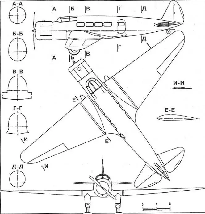 Vergete eersgeborene. OKO-1 passasiersvliegtuig. die USSR