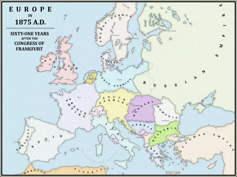 Mapa Europy w 1875 roku