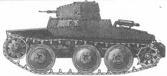 T-43-2 á brautum, hliðarsýn