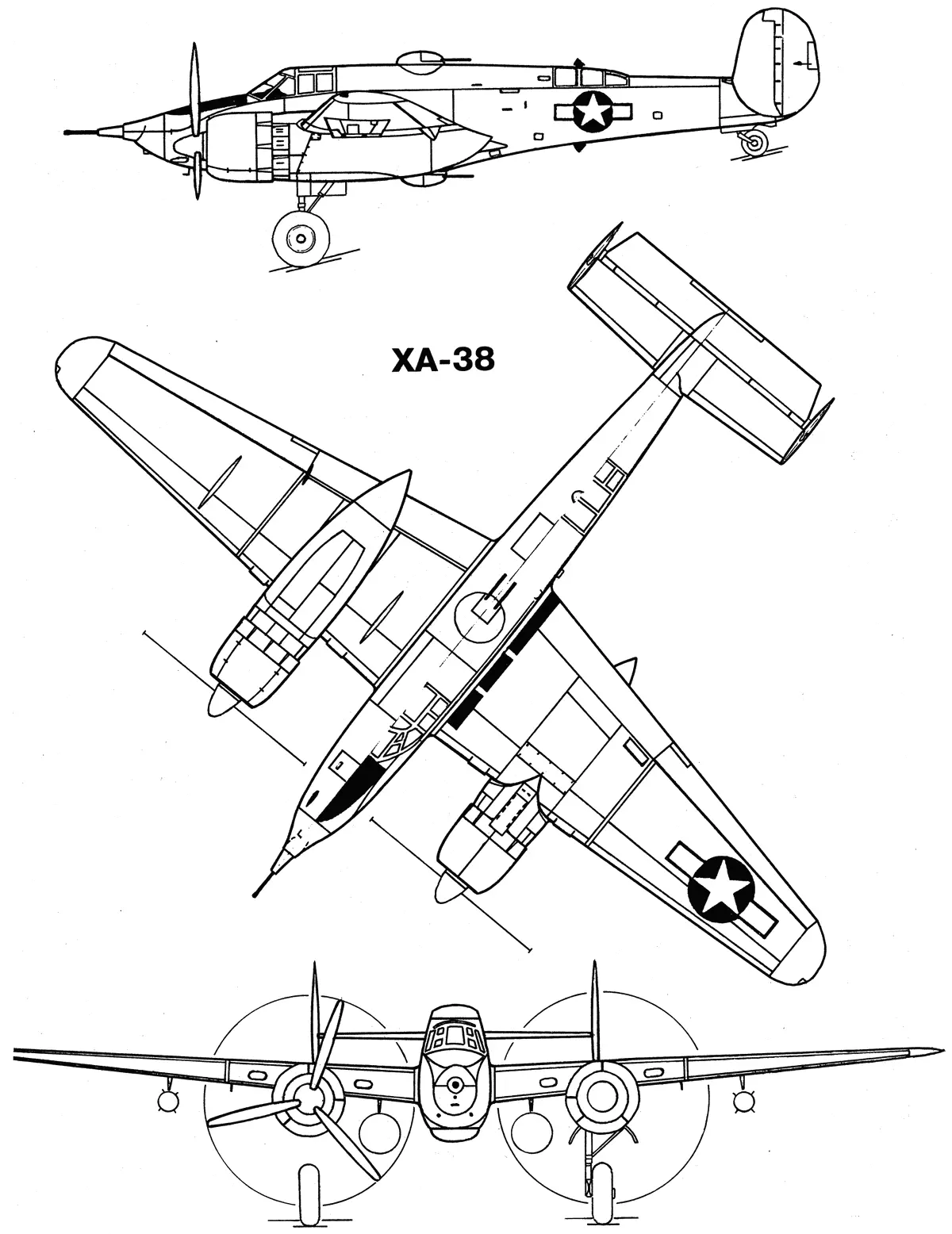 Атакуващи самолети Beechcraft XA-38 Grizzly, САЩ, 1944 г.