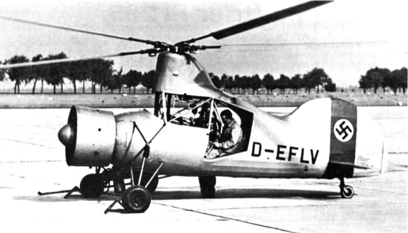 Sperta helikoptero Flettner Fl 265. Germanio