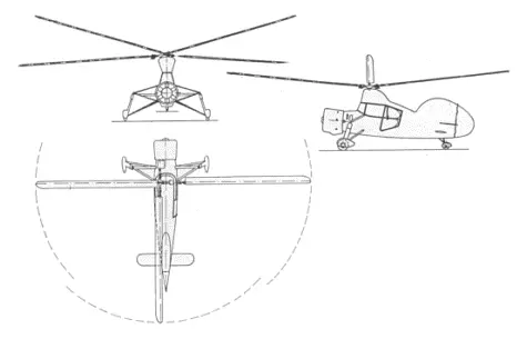 Sperta helikoptero Flettner Fl 265. Germanio