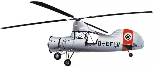 Sperta helikoptero Flettner Fl 265. Germanio