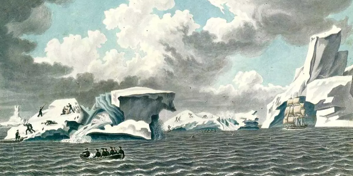 מבט לאיי הקרח ב -4 במרץ 1820