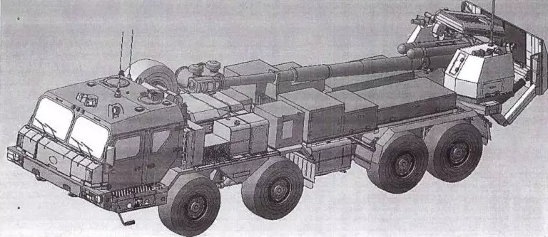 Russisches Rad 152 mm SAAU der Zukunft 2c43