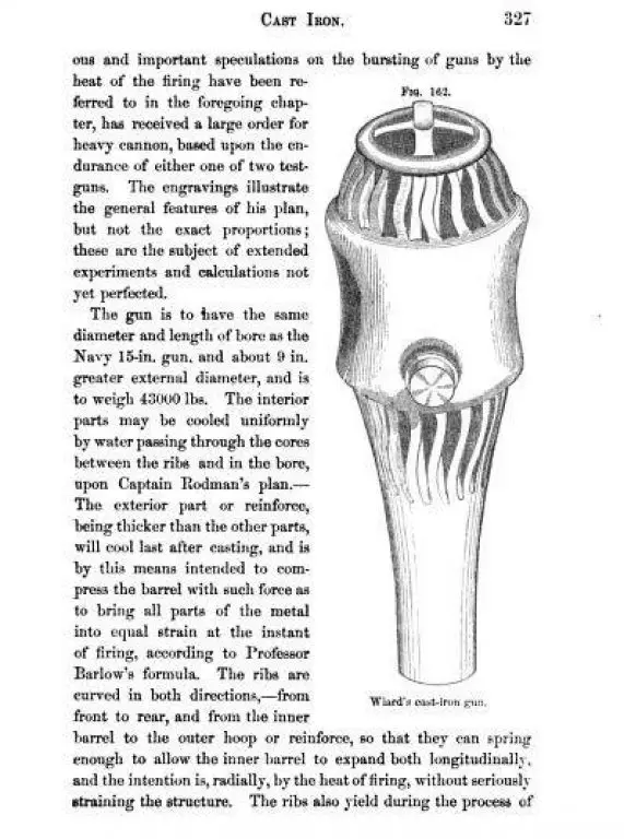 Puslapis iš Viardo knygos, kuriame kalbama apie savo 15- ir 20 colių ginklus. Čia yra 15 colių kamieno išvaizda.