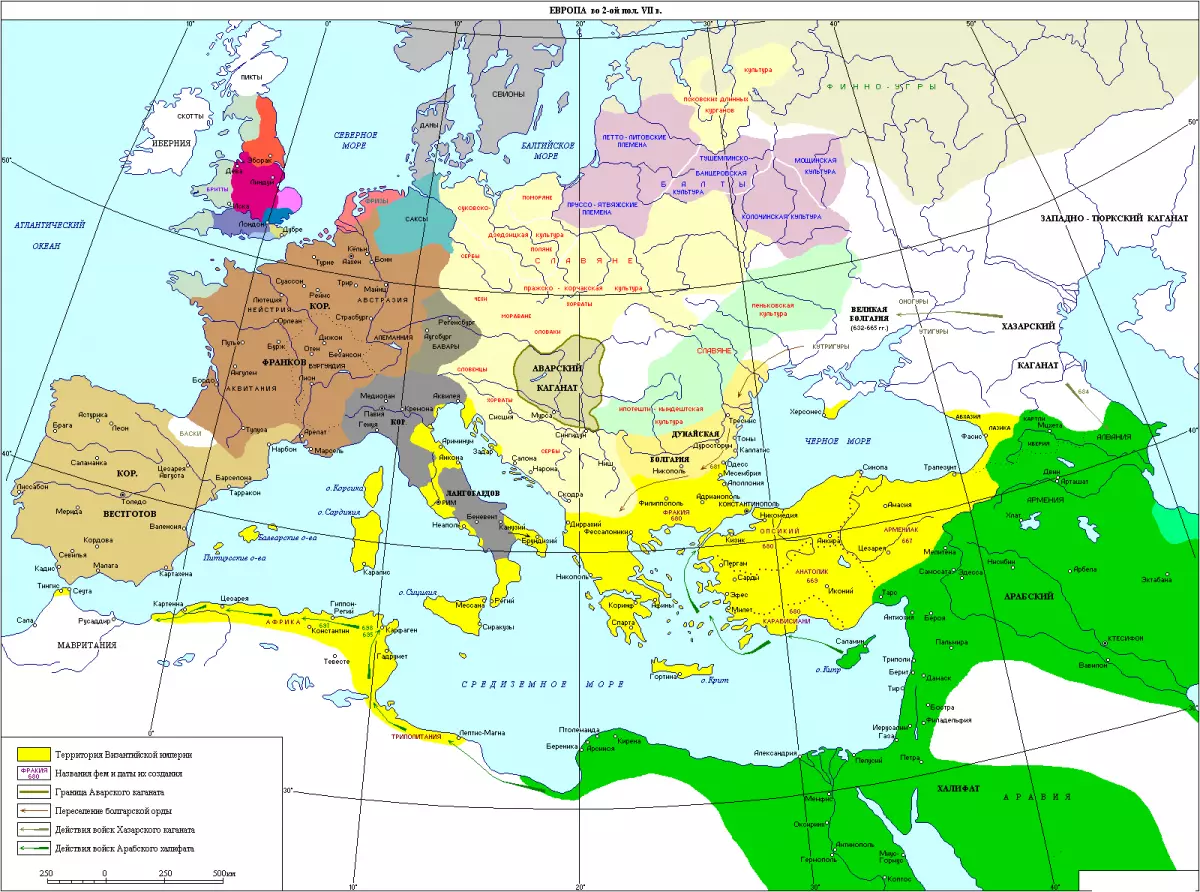 Europa under andra hälften av 7th century.
