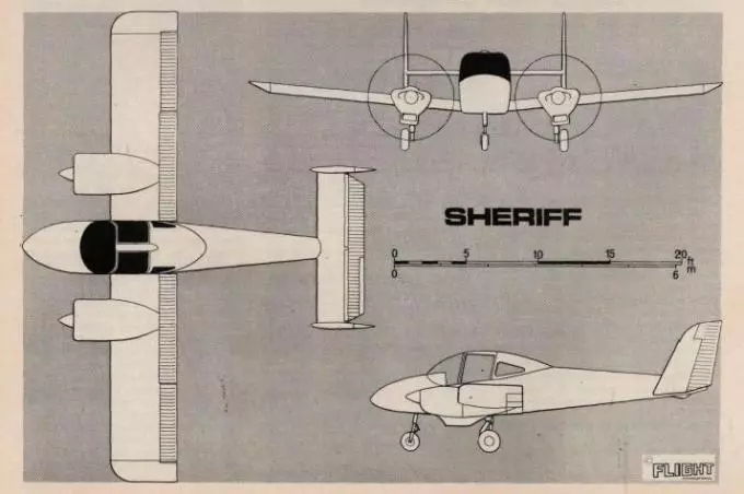 Tog inte fart. Lätta flygplan Britten SA-1 Sheriff. Storbritannien