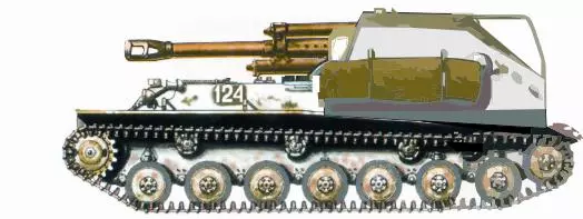 Nõukogude hummi või alternatiivse iseliikuv Gaubice Su-122. NSVL