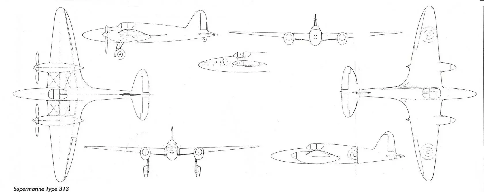 Proyek pesawat tempur berat Supermarine Type 313. Inggris Raya