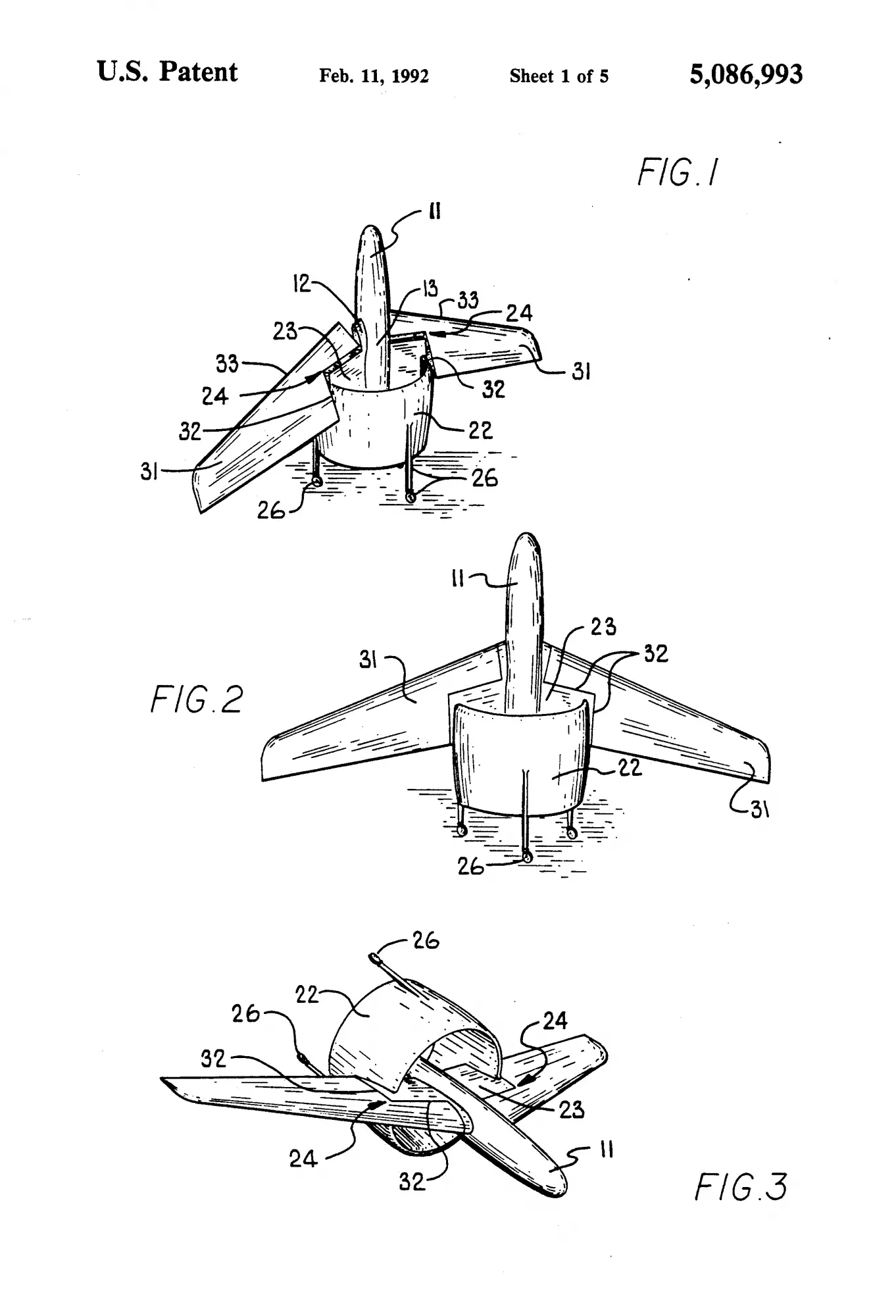 Patent na jirgin sama da ba a saba ba. Kashi na 11 US5086993