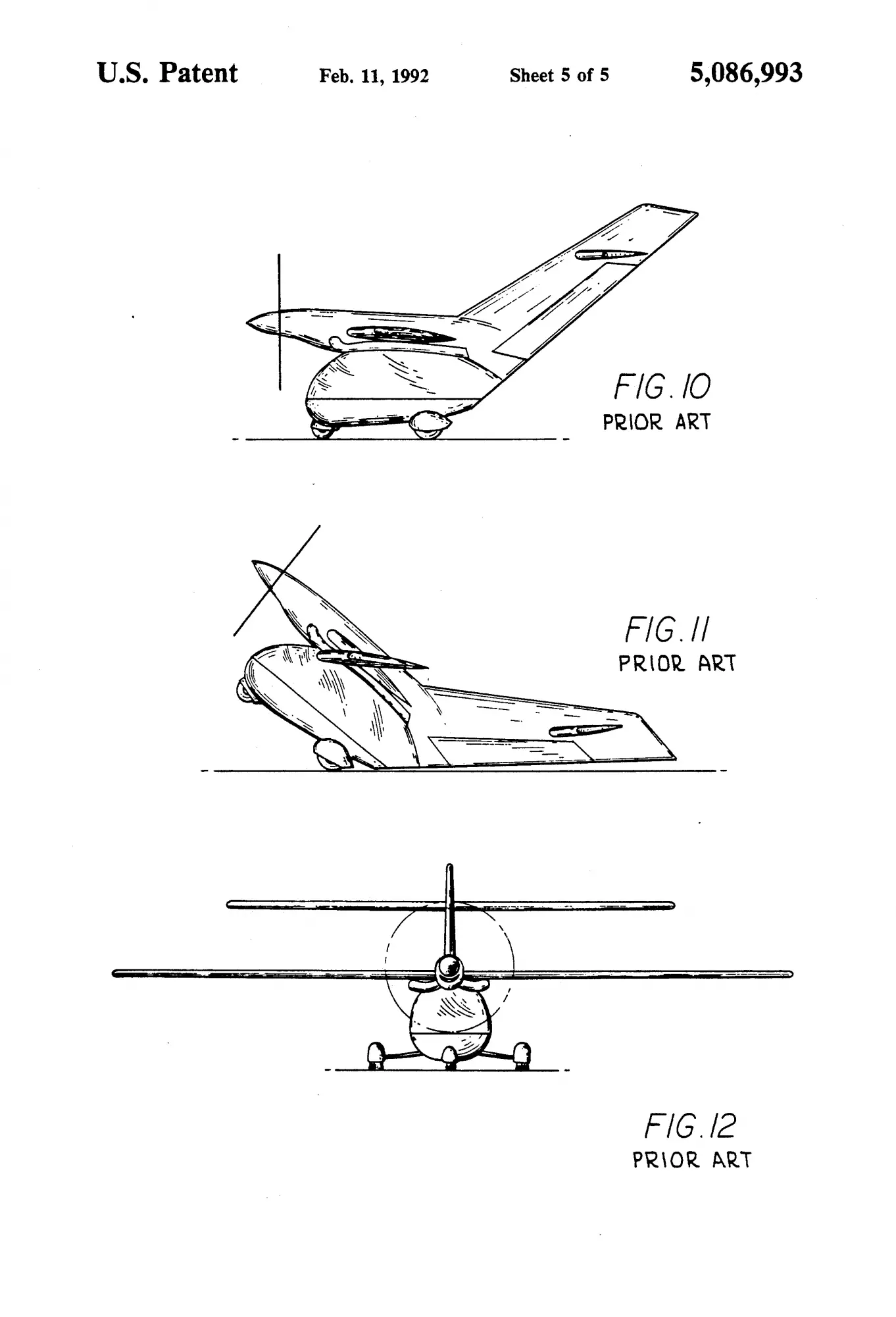 Patent na jirgin sama da ba a saba ba. Kashi na 11 US5086993