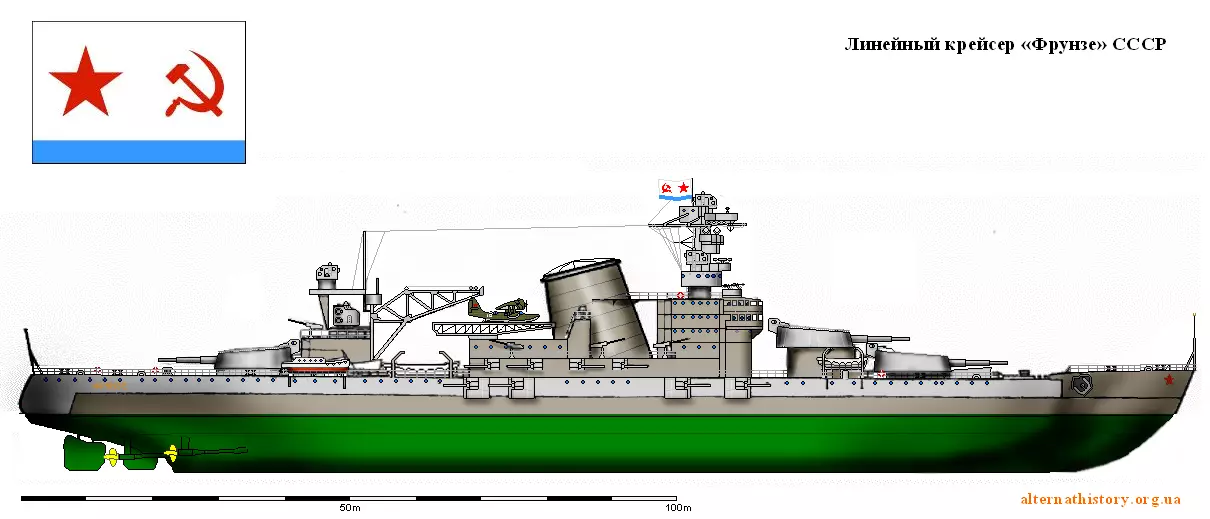 De slagkruiser Frunze is een aanpassing van het slagschip Poltava.