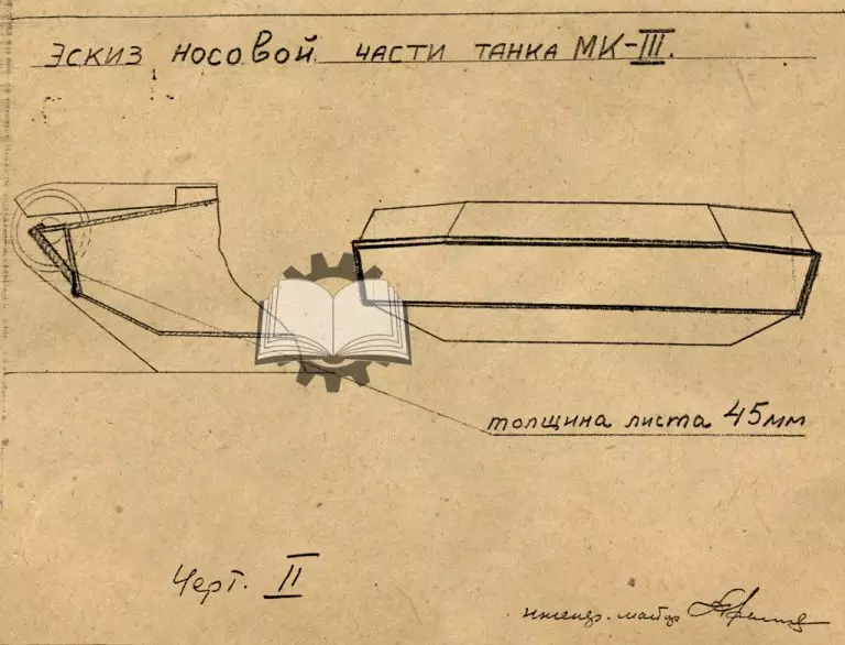 A test homlokának erősítése. Összesen 105 mm -esnek bizonyult, és a képernyőt racionális dőlésszögben helyezték el.