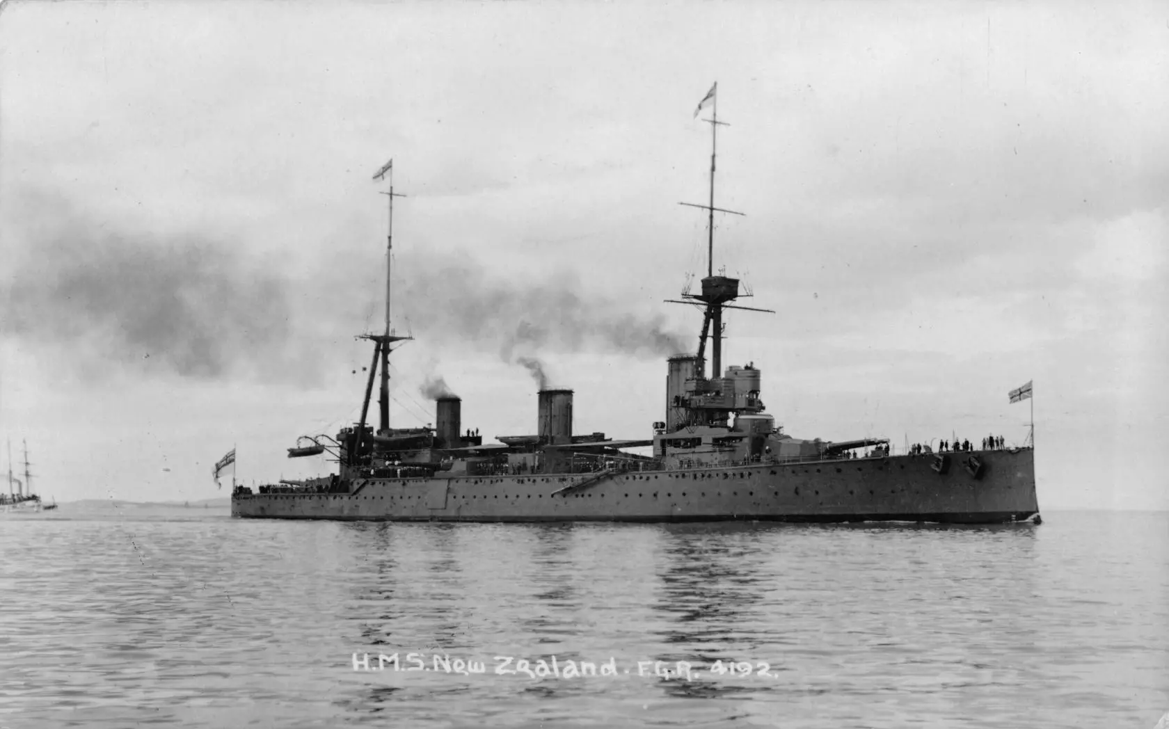 Ang Battlecruiser HMS New Zealand mibisita sa New Zealand.