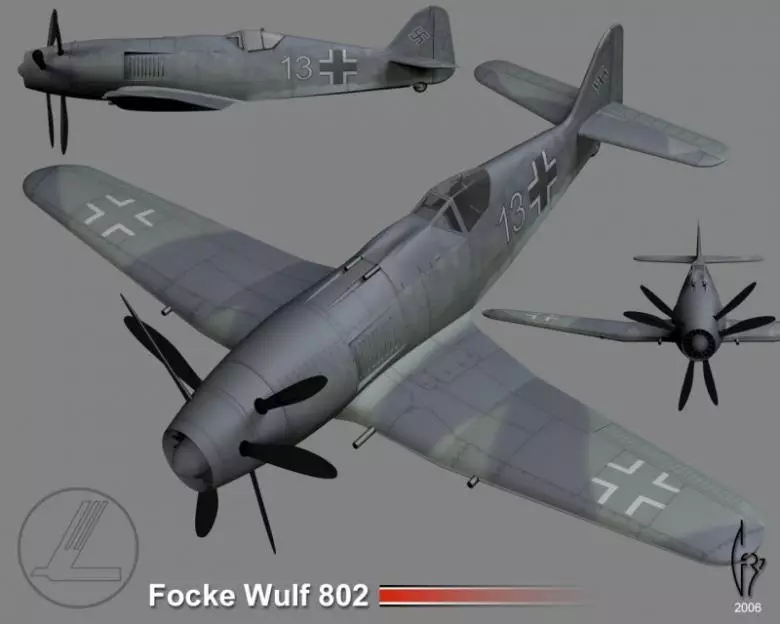 Focke-Wulf iznīcinātājs, ko darbina BMW802 un BMW P.8011 dzinēji.