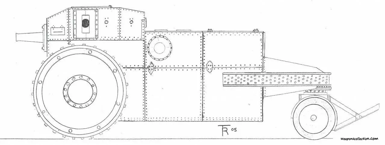 Pagpangita usa ka exit gikan sa usa ka patay nga katapusan. Bahin sa 27. Steam Wheel Tank. 1918. armored alisngaw sa tulo-ka-toril; kilid panglantaw