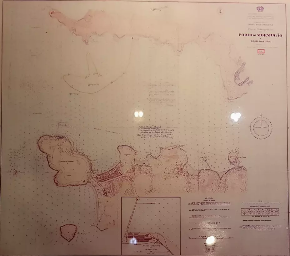 Manövrieren von Afonso di Albuquerque nach portugiesischen Angaben. Karte vom Schifffahrtsmuseum in Lissabon