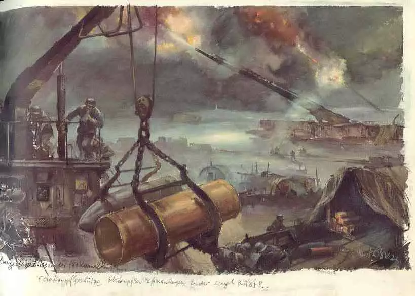 Oorlogsschilderij van het Derde Rijk. Hans Liska