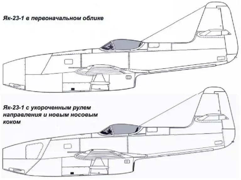 Yak-23 pejuang depan. USSR.