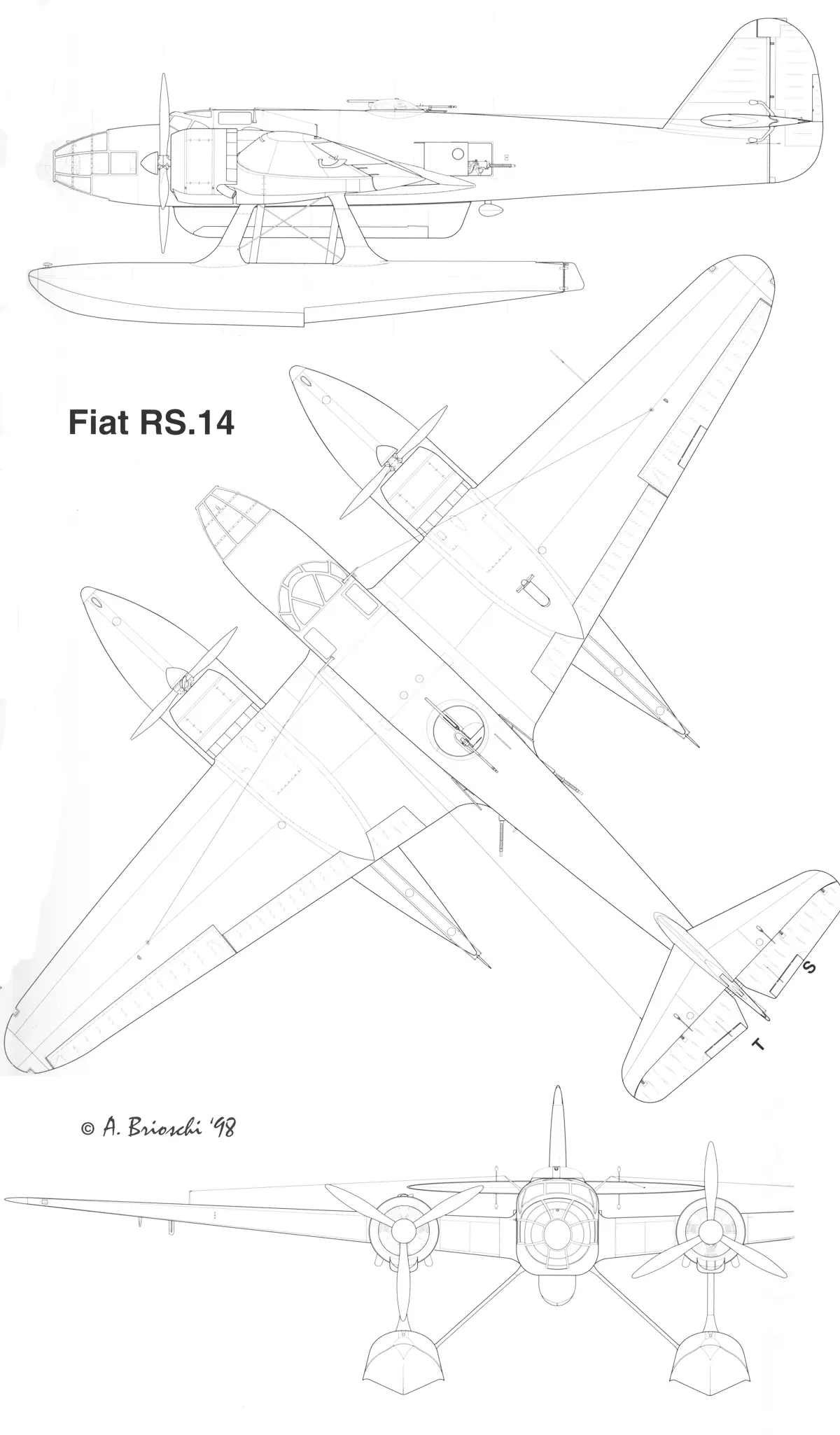 CMASA (FIAT) RS-14 Float-Square-Float-Räumlichkeitsraum und Bomber