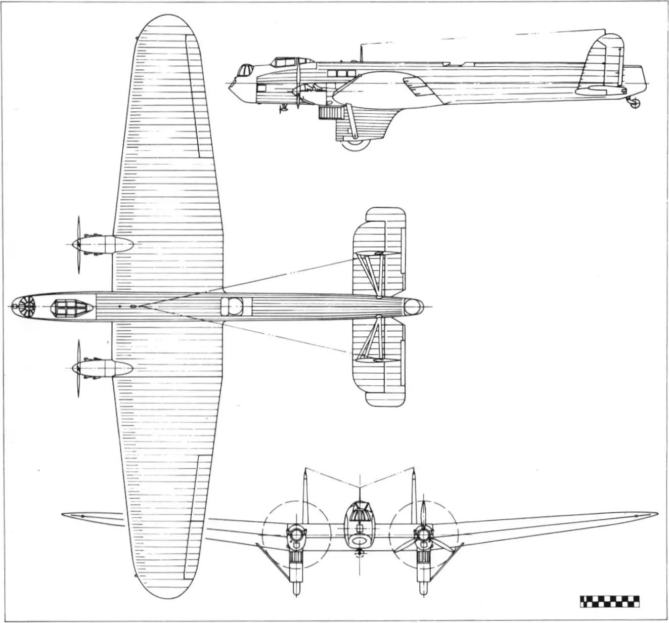 diagram över den tunga nattbombaren Fairey Hendon