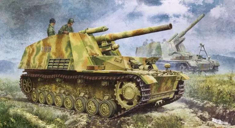 150mm sjálfknúin Gaubita 15 cm Schwere Panzerhaubitze auf Geschützwagen III / IV (SF) Hummel
