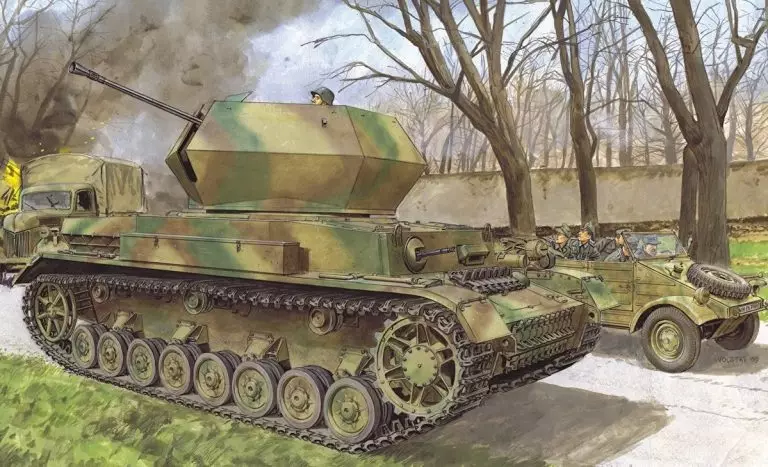 Anti-Aircraft Self-Profelled Uppsetning Flakpanzer IV