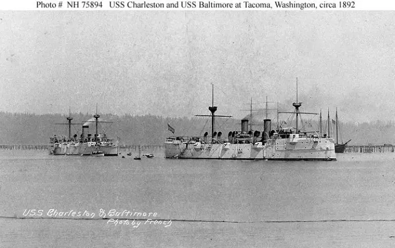 Britse school. Armored Cruiser Charleston (USS Charleston (C-2)). VS